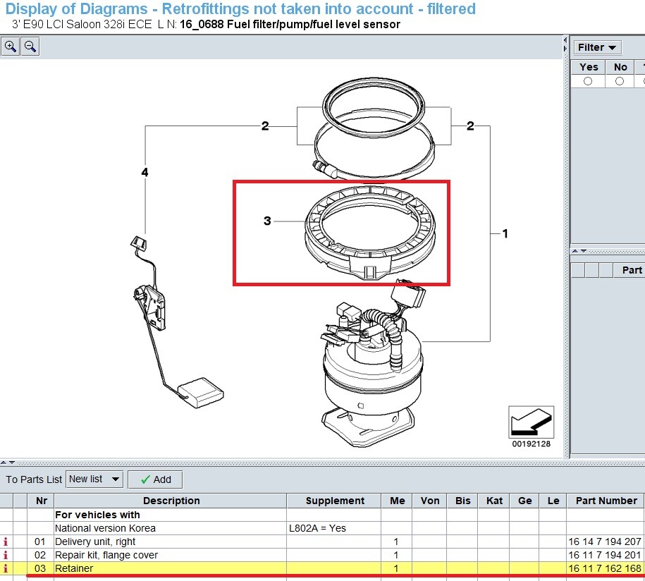 BMW Retainer for Fuel Tank Delivery Unit Pump 16117162168 | eBay