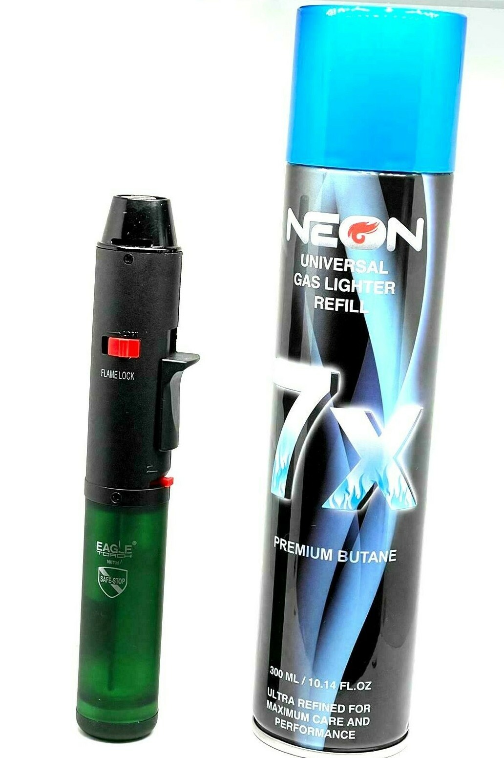 Eagle Pen Lighter + NEON 7X Butane Refill Fuel Fluid 10 oz Can Bundle ...