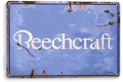 Beechcraft Sign, Airplane Hangar, Retro General Aviation Airport Tin ...