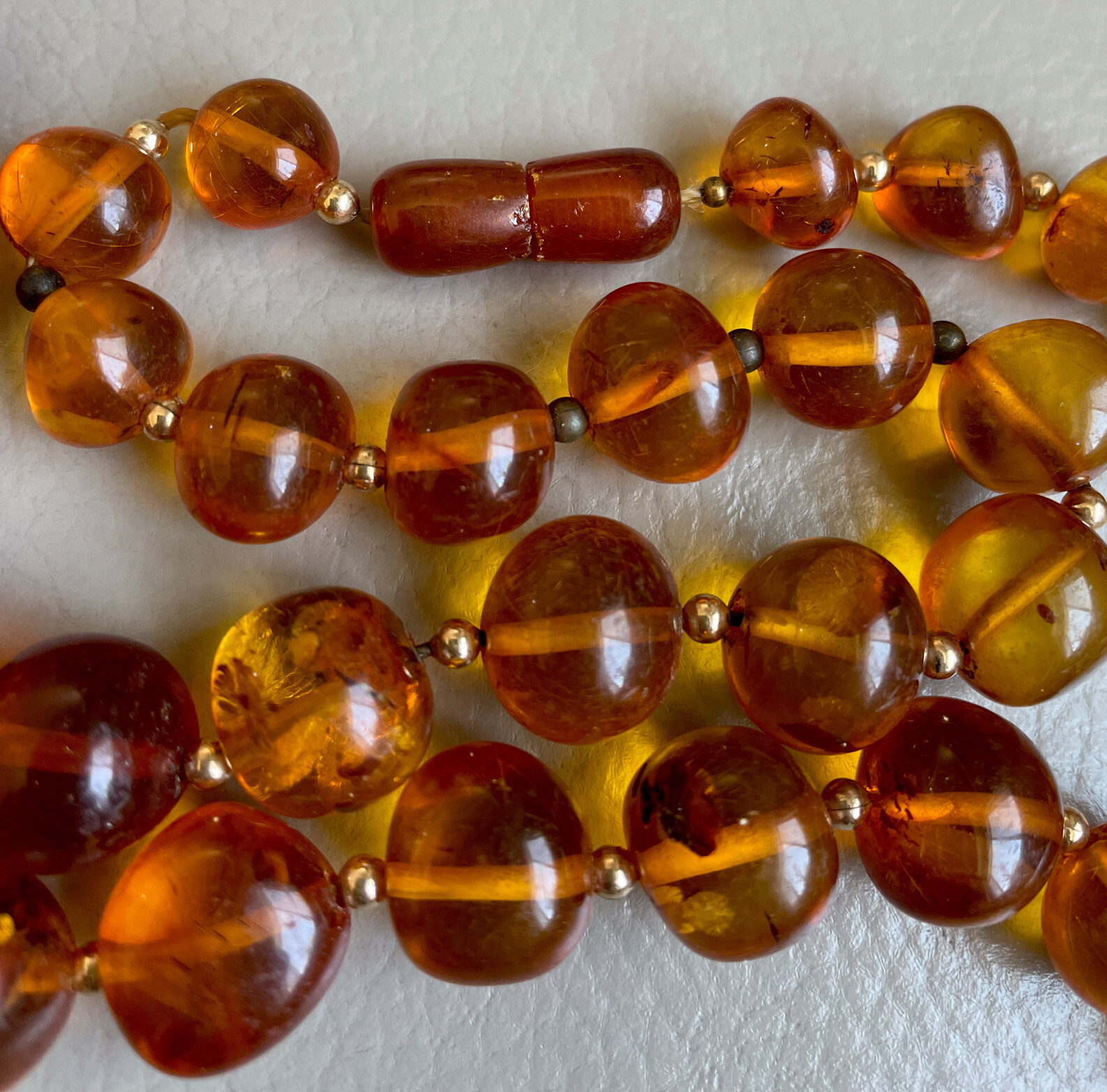 Antique Authentic Honey Cognac Baltic Amber Bead 24" … - Gem