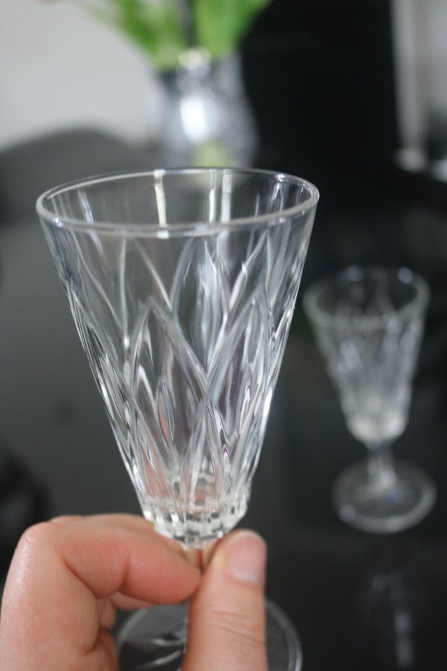 2 x 1950's French VCM Reims Crystal Diamond Cut Harlequin Champagne ...
