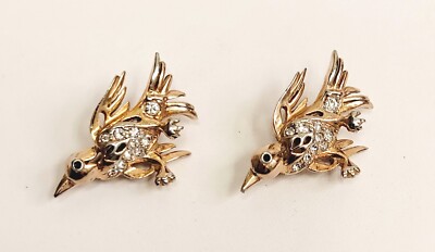 Vintage Small Scatter Pin Birds High End Clear Rhinestones Reja | eBay