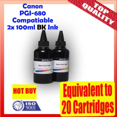 Canon Black Bulk Ink cartridge refill PGI680 2x100ml TR8660, TR7560 ...
