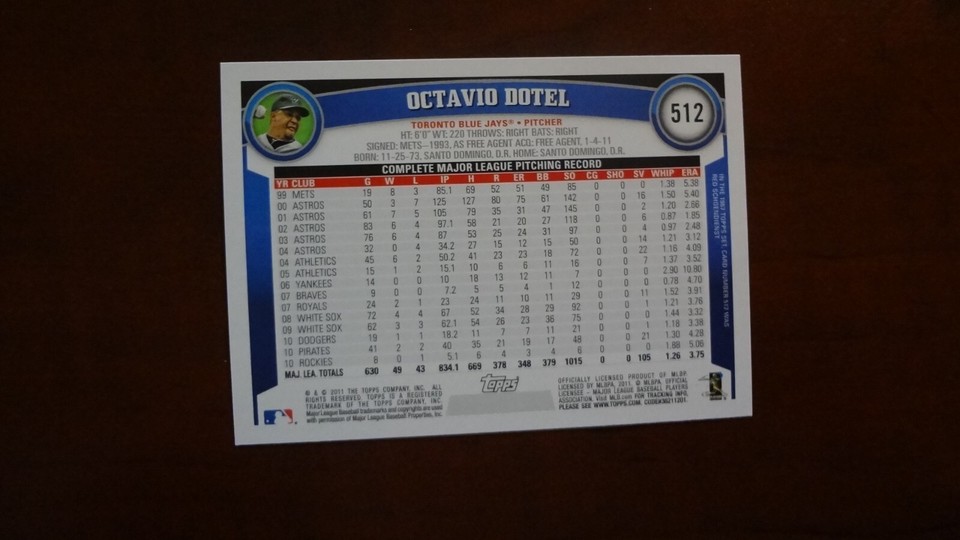2011 TOPPS # 512 OCTAVIO DOTEL BASEBALL CARD | eBay