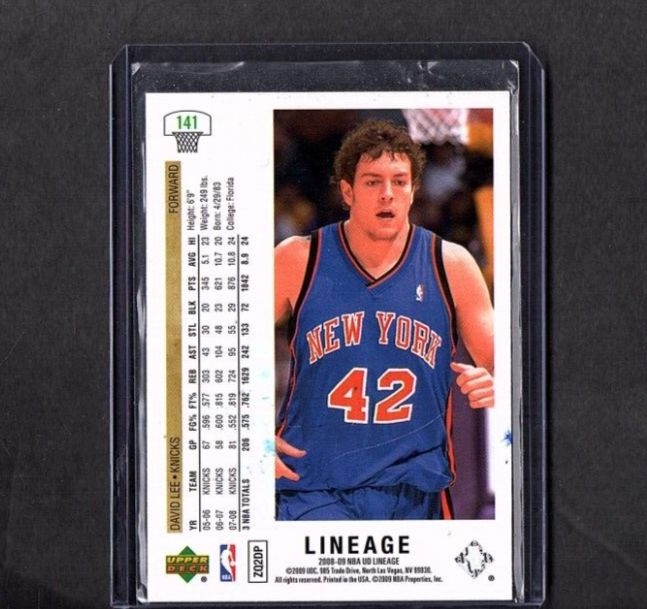 2008 UPPER DECK LINEAGE CARD SIGNED IP AUTO DAVID LEE NEW YORK KNICKS ...