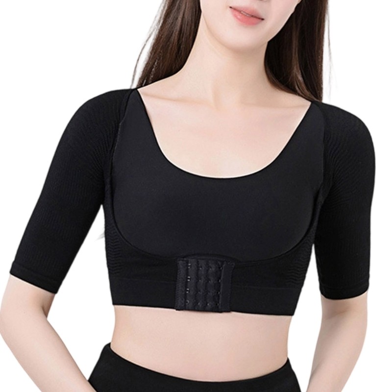 Half Length Sleeve Postures Corrector Women Elastic Tops Bust Enhancing ...