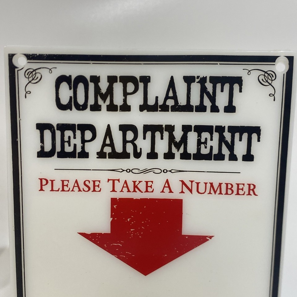 Vintage Funny Gift Complaint Department Sign Desk Decor 8.5” X 2.5” | eBay