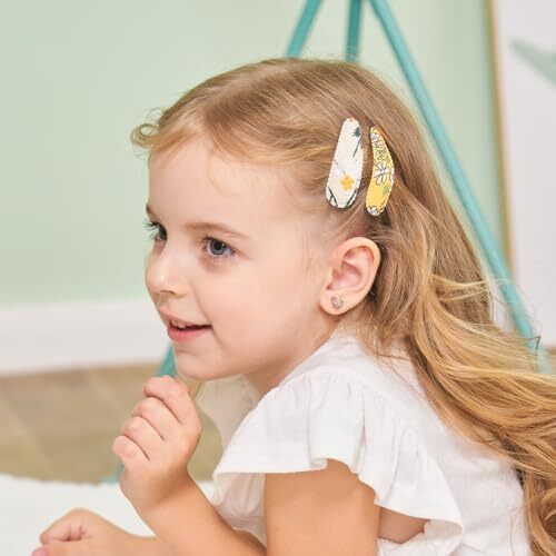 50 PCS Girl Hair Clips Floral Print Toddler Hair Clips Non Slip Wrapped ...