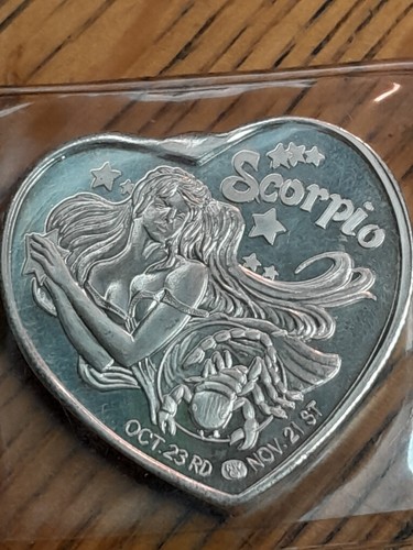 Vintage Scorpio Heart Shaped 1 one Troy Ounce Silver | eBay
