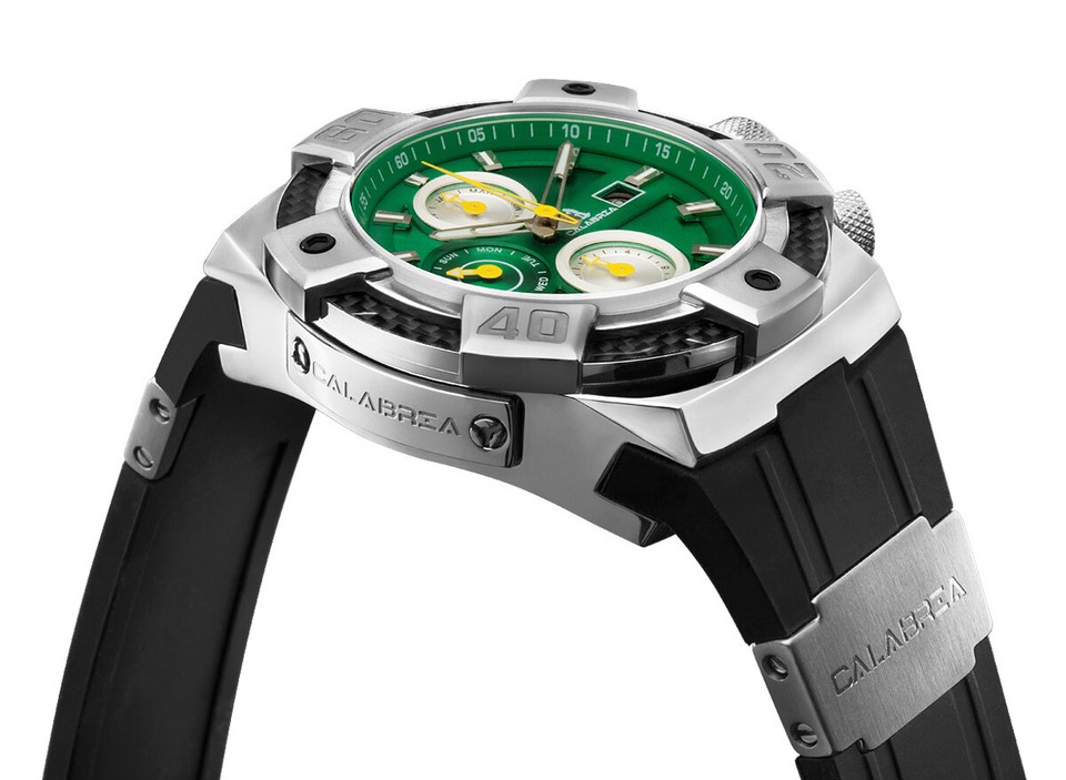 CALABRIA - ARMATO OPACO - Green Dial Men's Watch with Carbon Fiber ...