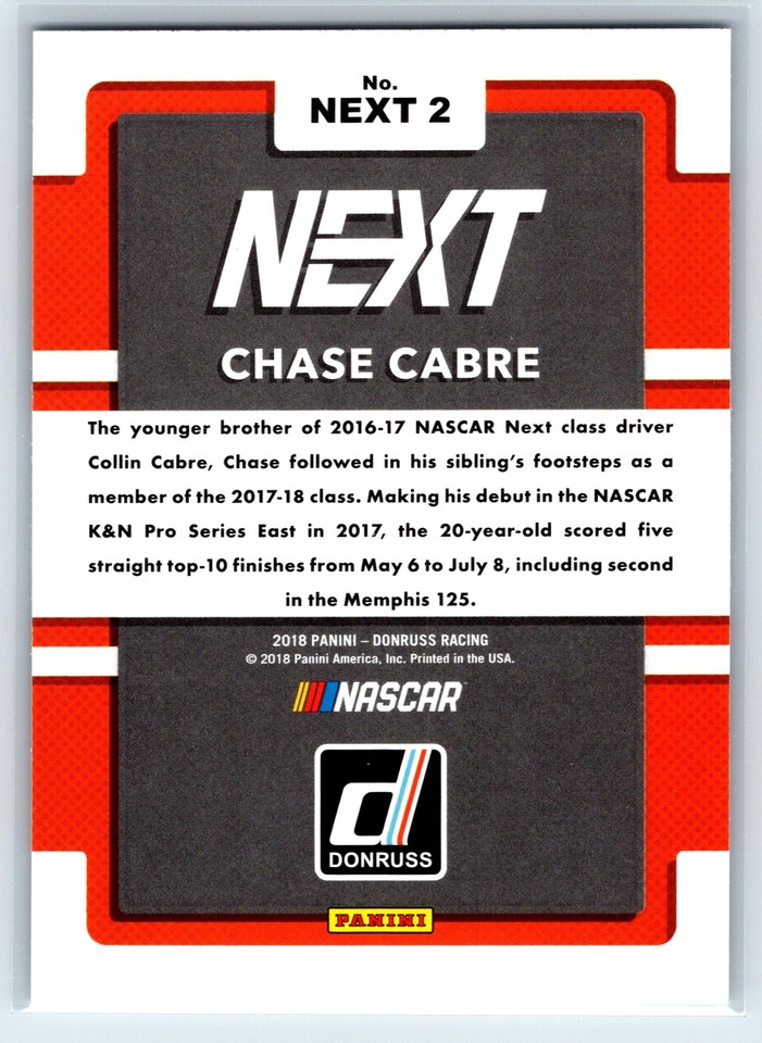 Chase Cabre 2018 Donruss Next in Line Rev Racing #NEXT 2 | eBay