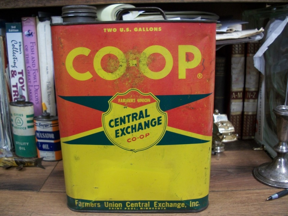 CO-OP Farmers Union Central Exchange 2-Gallon MOTOR Oil Can CENEX Empty ...