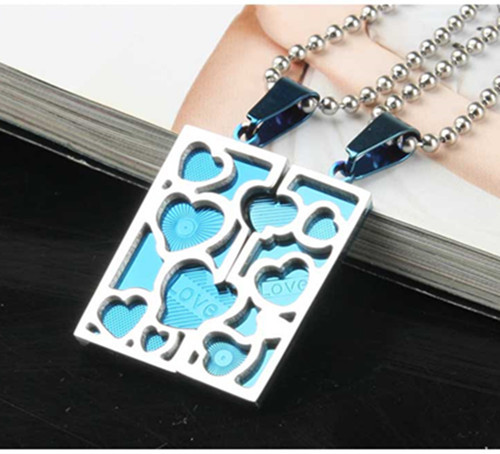 Blue puzzle Titanium Steel Love Couple's Fashion Necklace | eBay Australia