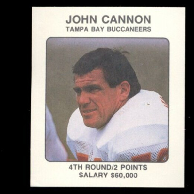 1989 NFL Franchise Board Game JOHN CANNON Tampa Bay Buccaneers Card | eBay