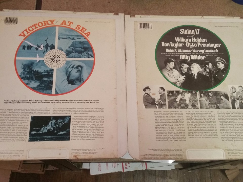 CED VideoDisc Set - Military Movie Lot (2) Stalag 17 & Victory at Sea ...
