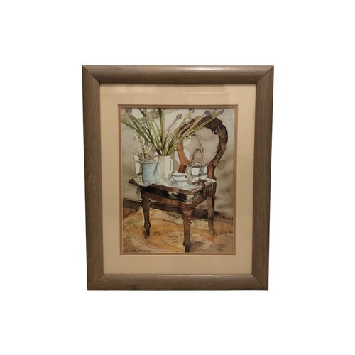 Vintage Tea Tray and Irises by Richard Akerman Watercolor Print Framed ...