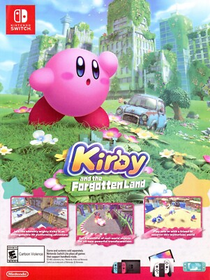 Kirby and the Forgotten Land Nintendo Switch Promo Ad Wall Art Print ...
