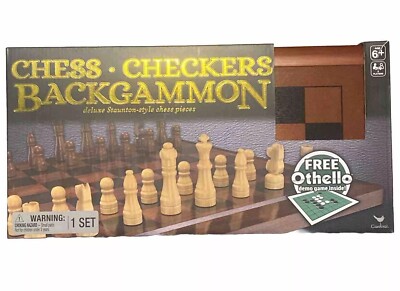 Cardinal Classics 3 Games In 1 Set Chess, Checkers, Backgammon In Wood ...