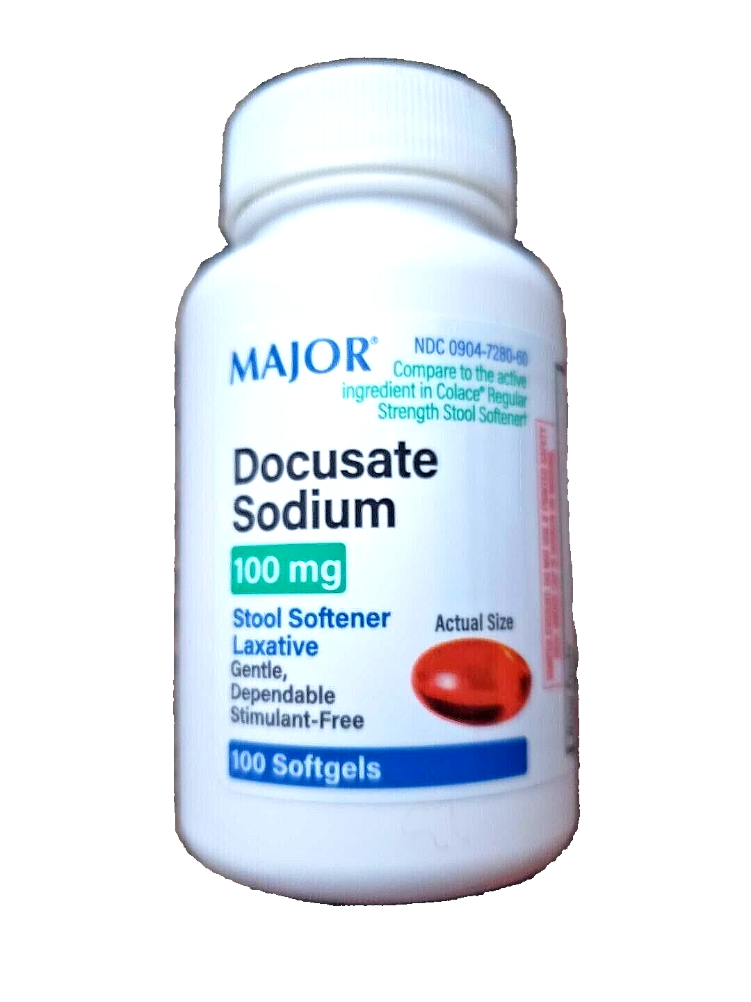 Docusate Sodium 100 mg Softgels Stool Softener 100ct-long expiry date ...