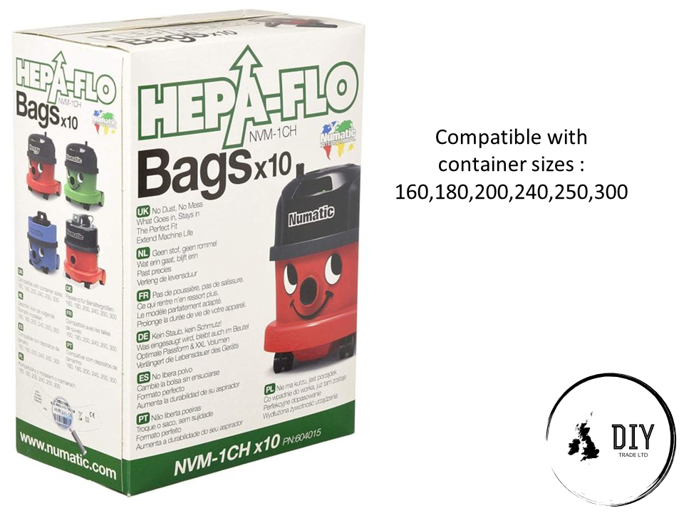 Henry Hoover Bags Hepaflo NVM-1CH 907075 Numatic Hetty James Harry NRV ...