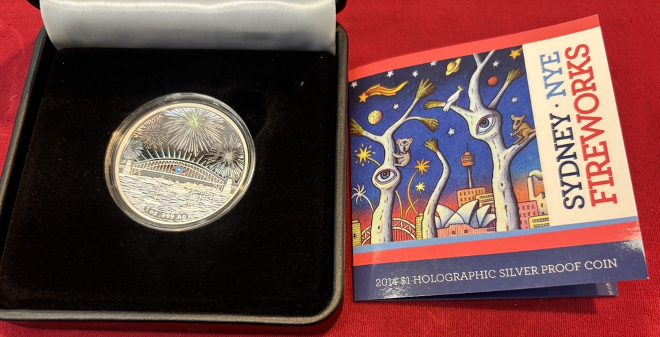 2014 $1 HOLOGRAPHIC SILVER PROOF COIN - SYDNEY NYE FIREWORKS - Royal ...