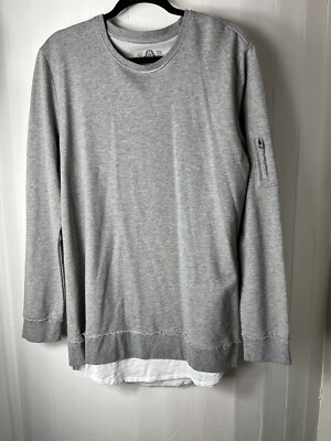 American Rag Sweatshirt Womens Large Gray Pullover Faux Shirt Tail | eBay