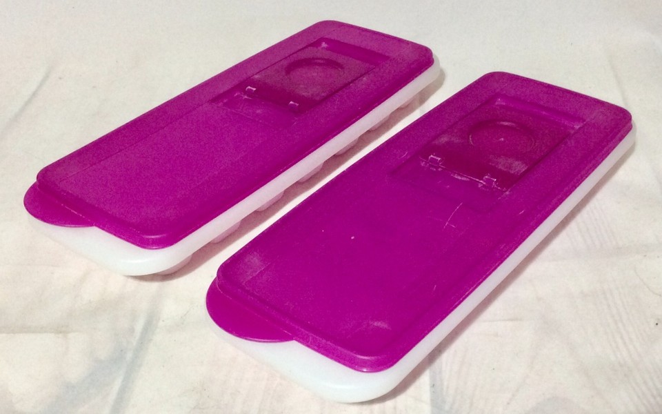 🧊🧊 2 TUPPERWARE Fresh and Pure 14-Slot ICE CUBE TRAYS with Purple Lids ...