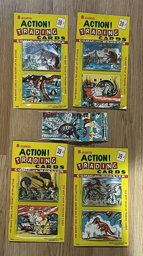 4 sealed Packs & 23 Magic Monster Action Vintage Trading Cards 60's ...