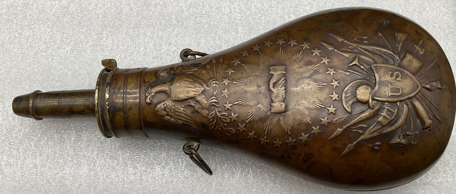 Antique N P Ames 1838 Peace Powder Flask with Eagle Black Powder Rifle ...