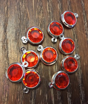 Vintage Silver Fruit Punch Lucite Round Faceted Bezel Charm Drops ...