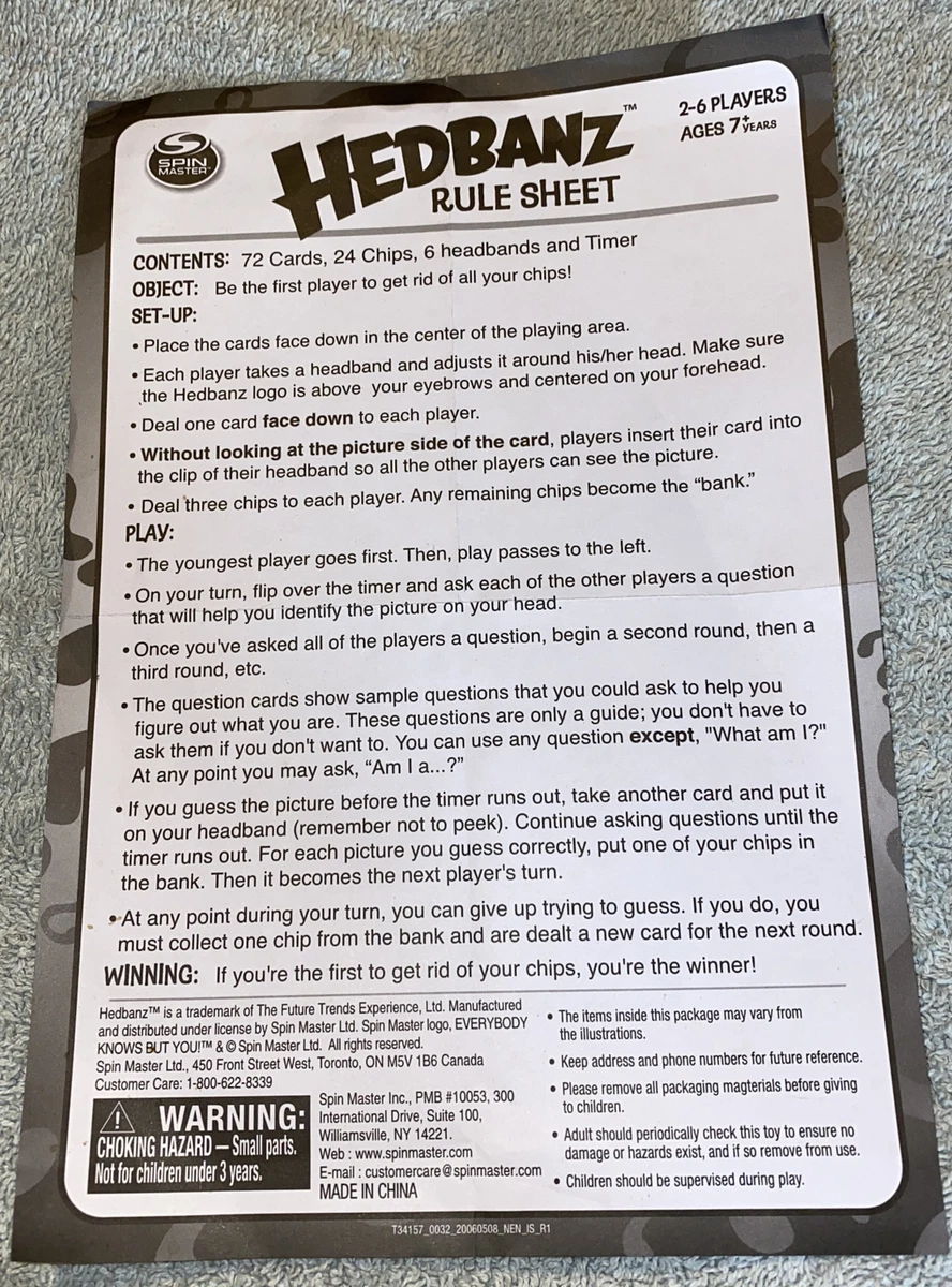 Hedbanz Rules