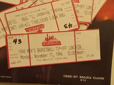 1996 Arizona Basketball Wildcats Uofa Cats Tip Off Lunch Tickets Rare ...