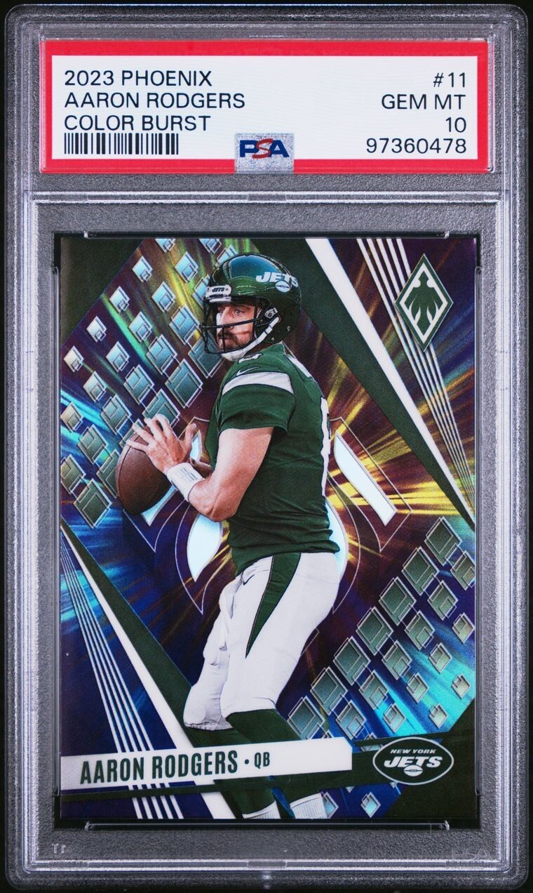 2023 Panini Phoenix - Color Burst #11 Aaron Rodgers Case Hit SP PSA 10 ...