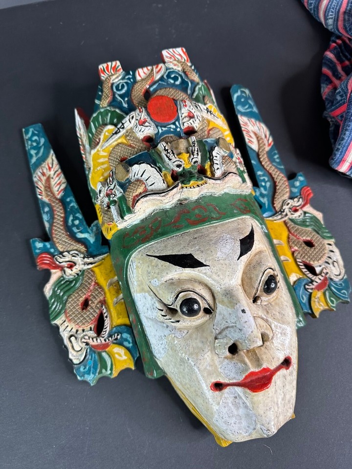 Old Chinese Carved Wooden Dragon Mask …beautiful collection and display ...