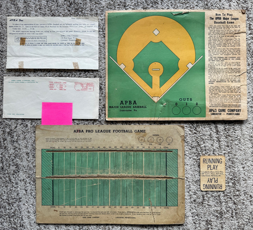 Lot Vintage APBA Board Game Memorabilia Ephemera BASEBALL FOOTBALL ...