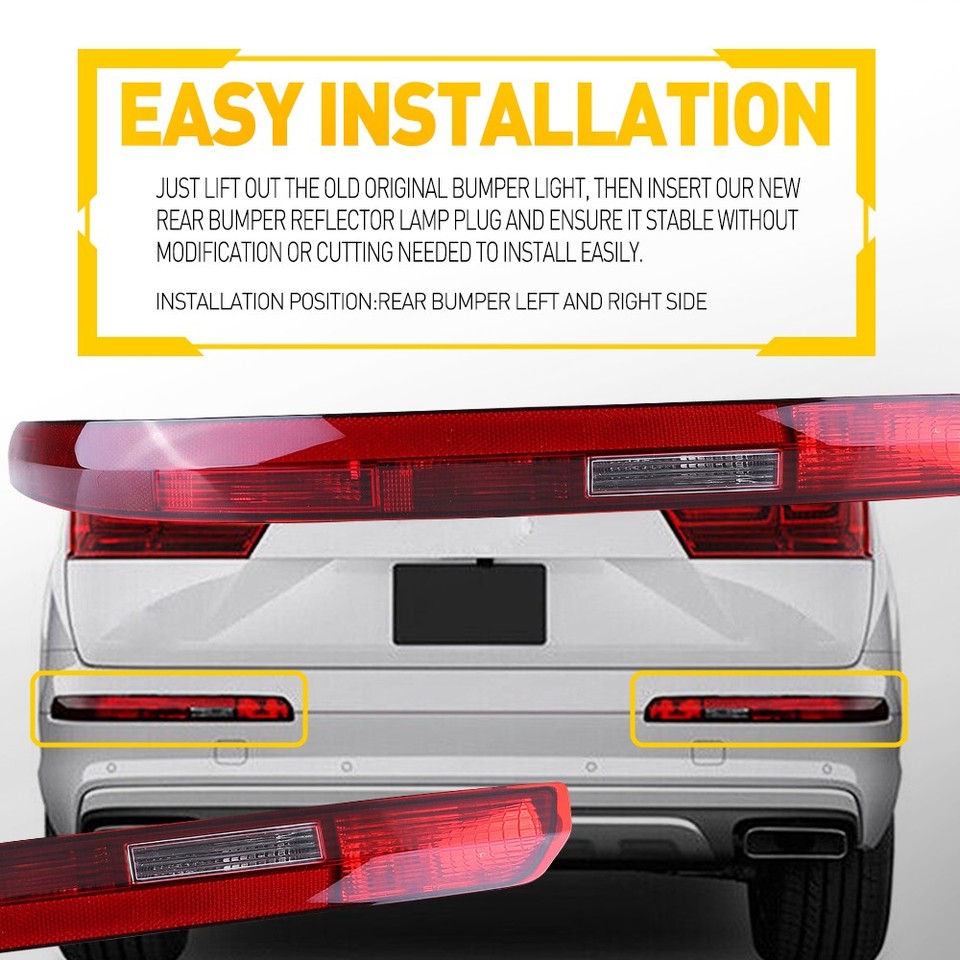1 PAIR REAR BUMPER LOWER TAIL LIGHT BRAKE STOP LAMP FOR AUDI Q7 2016 ...