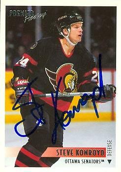 Steve Konroyd autographed Hockey Card (Ottawa Senators) 1995 Topps ...
