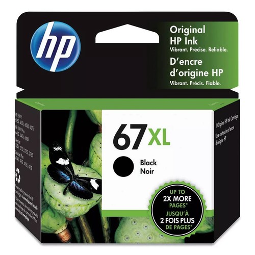 New Hewlett Packard (HP) 67XL High-Yield Black Ink Cartridge (3YM57A ...