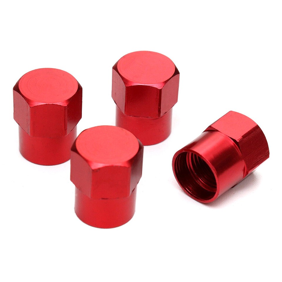 4x Red Valve Stem Sleeve Cap Covers Aluminum Metal 3/4 Car/Truck ...