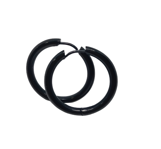 Earring Circle Band Pirate Steel Black Man Woman 3mmx22-24-26mm | eBay