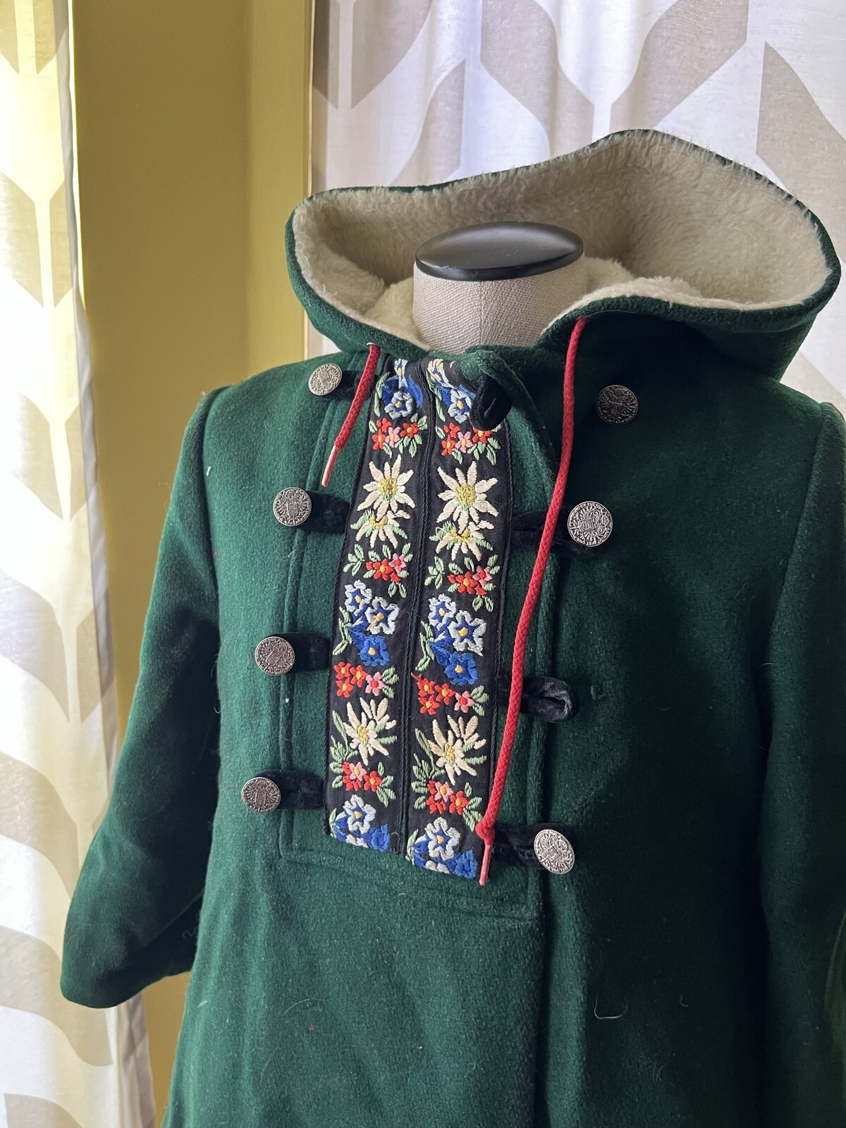 Vintage Macwil Girls Green Coat 1960s Wool Lined Fanc… - Gem