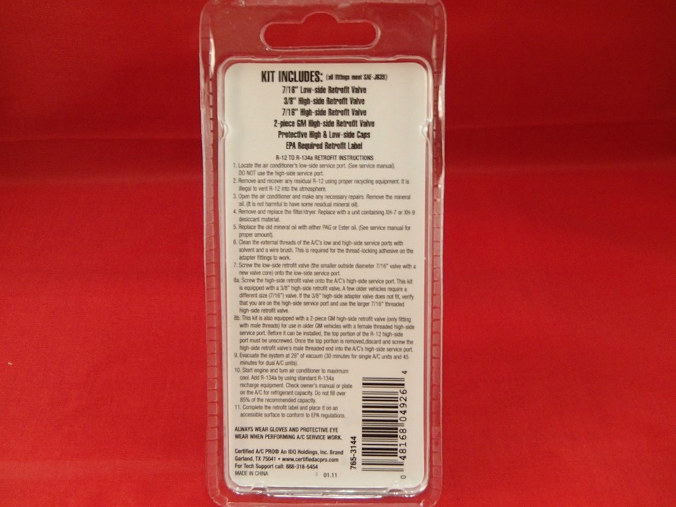 R-12 to R-134a ALL R12 SYSTEMS Retrofit Conversion ADAPTER Fittings Kit ...