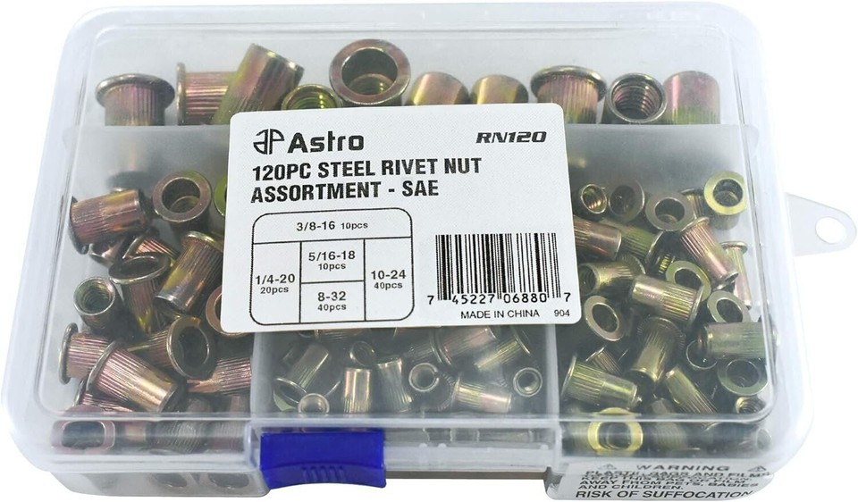 Astro Pneumatic Tool RN120 120-Piece Steel Rivet Nut Assortment - SAE ...