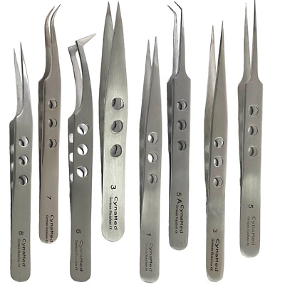 8 Pc Tweezer Set Stainless Steel Hobby Electronic Jewelry Watch Repairs ...