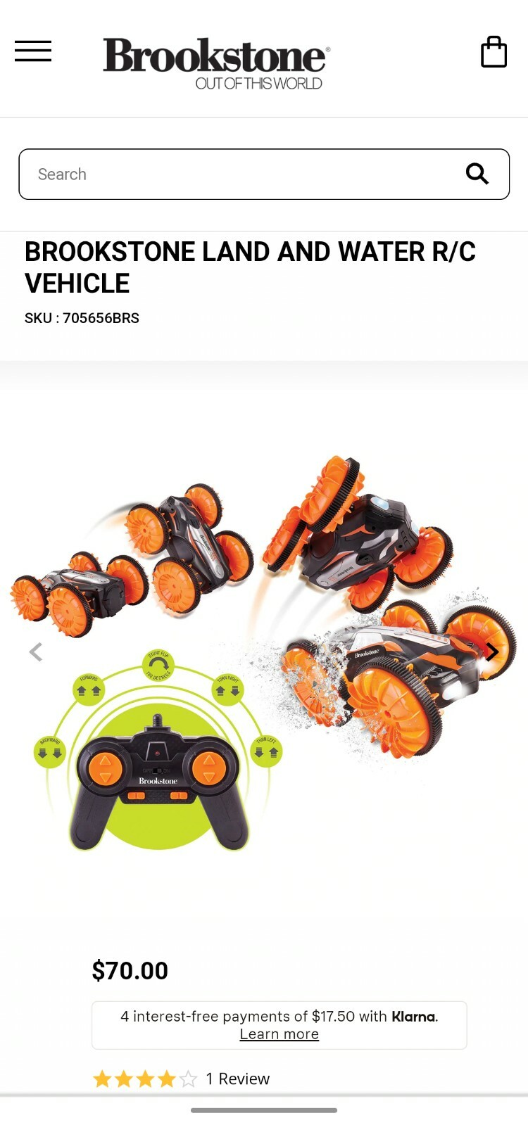 Brookstone Land / Water High Speed Amphibious Stunt R/C Vehicle New ...