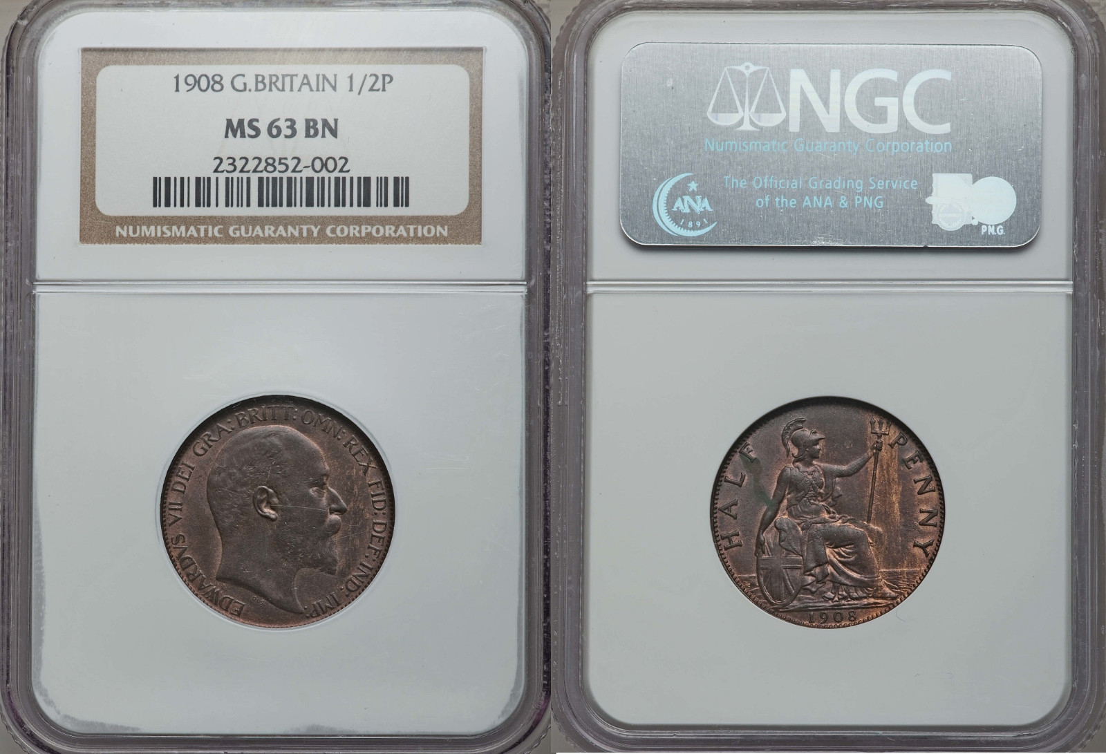 Great Britain 1908 Half Penny,NGC MS 63 | eBay