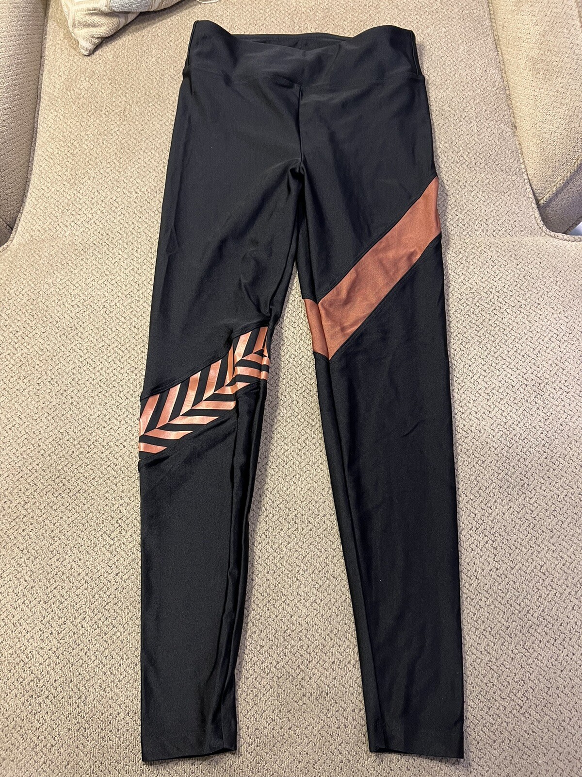 WOMENS KORAL Black Copper SHINY SPANDEX LEGGINGS Medium | eBay