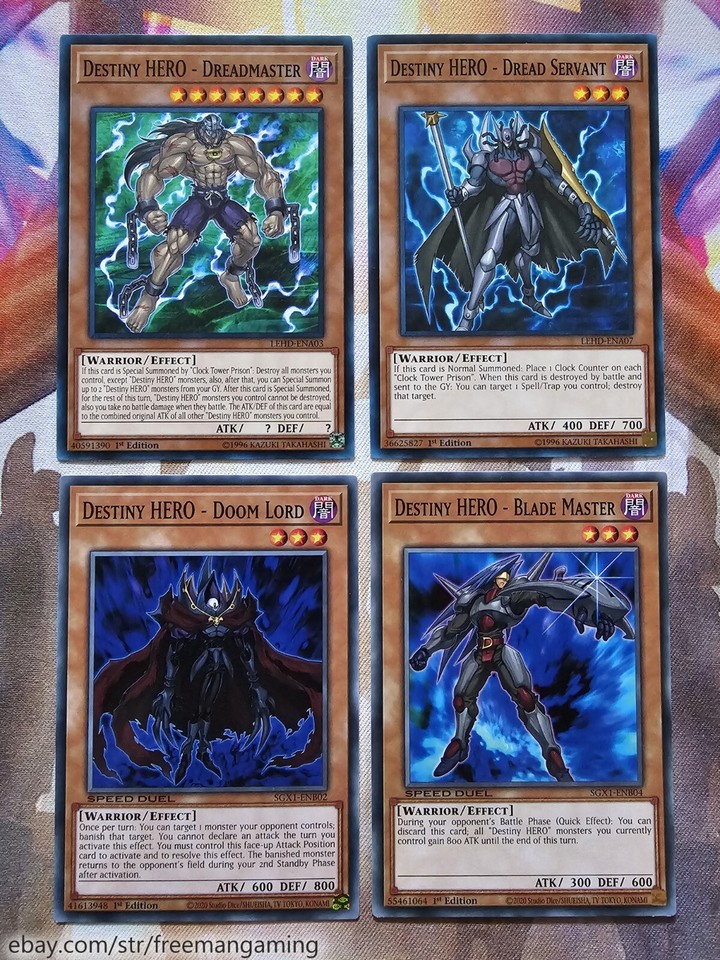 Yugioh Aster Phoenix Destiny Hero Deck 47 Card Fusion Malicious Plasma ...