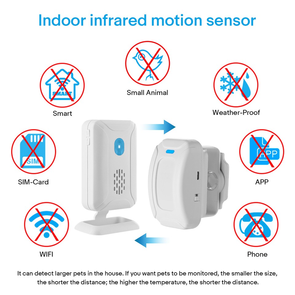 Wireless Infrared Motion Sensor Store Welcome Door Bell Alarm Burglar ...