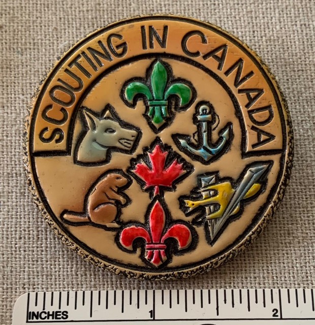 Vintage SCOUTING IN CANADA Boy Scout Hand Painted PIN Canadian Scouts ...